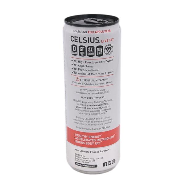 CELSIUS Sparkling Fuji Apple Pear, Functional Energy Drink 12 Fl Oz ...