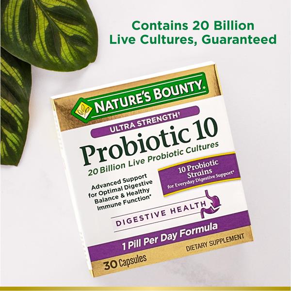 Nature's Bounty Ultra Strength Probiotic 10, Digestive Health and ...